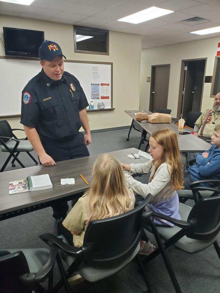 Cub Scouts Training with A platoon Ladder Company